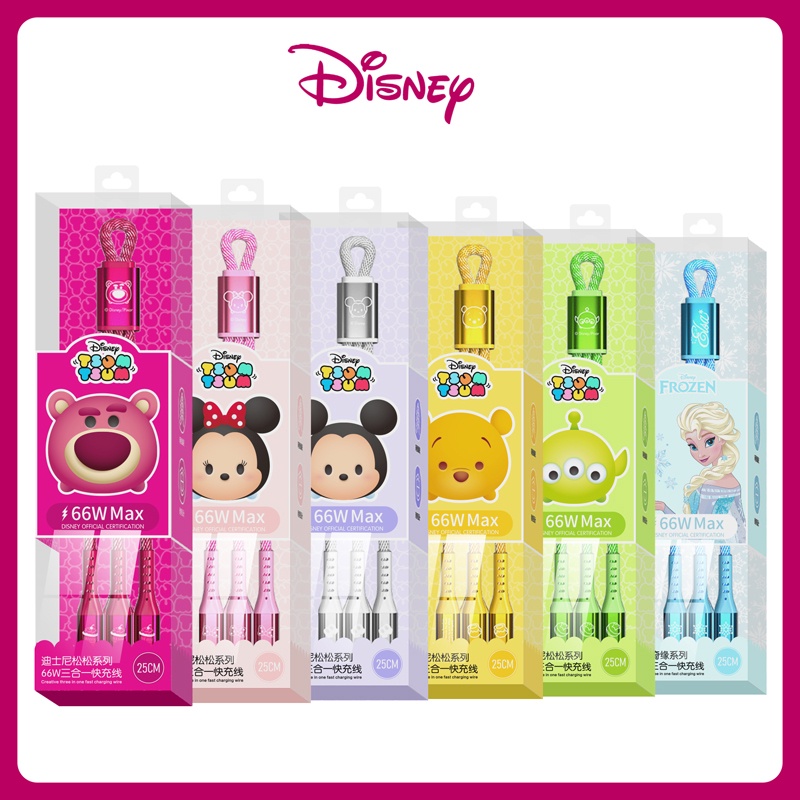 66W Disney Sanrio SJ-662 Fast Charging Data Cable Mickey Minnie Winnie ...