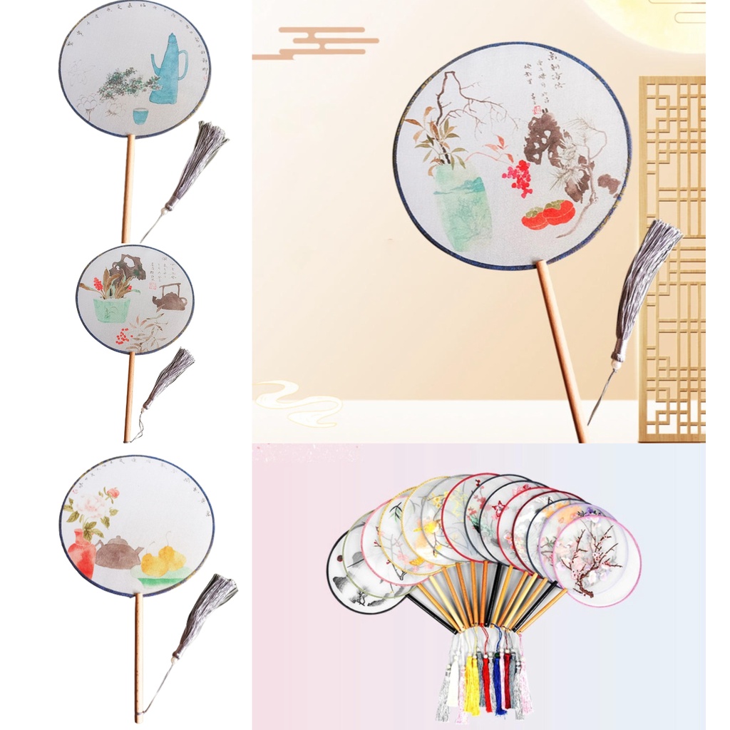 Ancient Style Single Sided Fan Tuan Fan Hanfu Fan Long Handle Classical ...