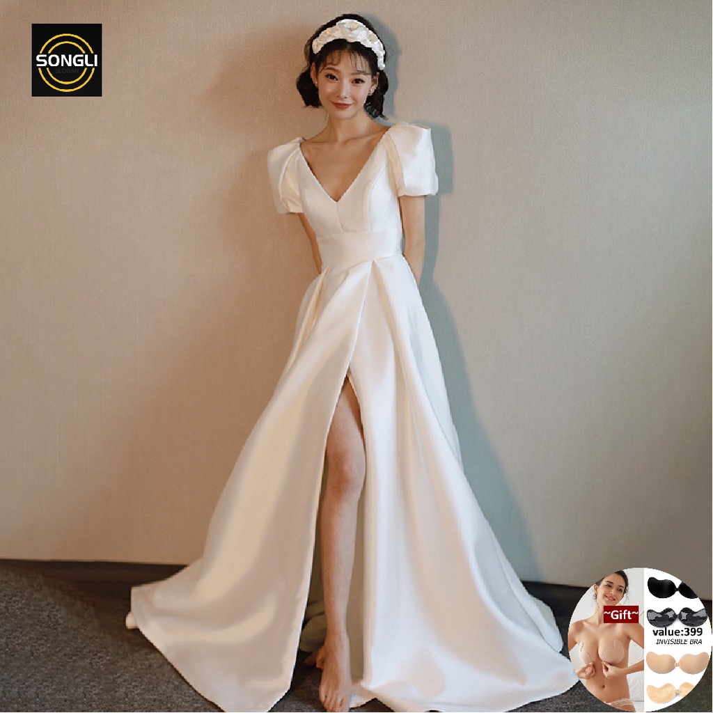 White satin wedding dress new minimalist Sen series super immortal ...