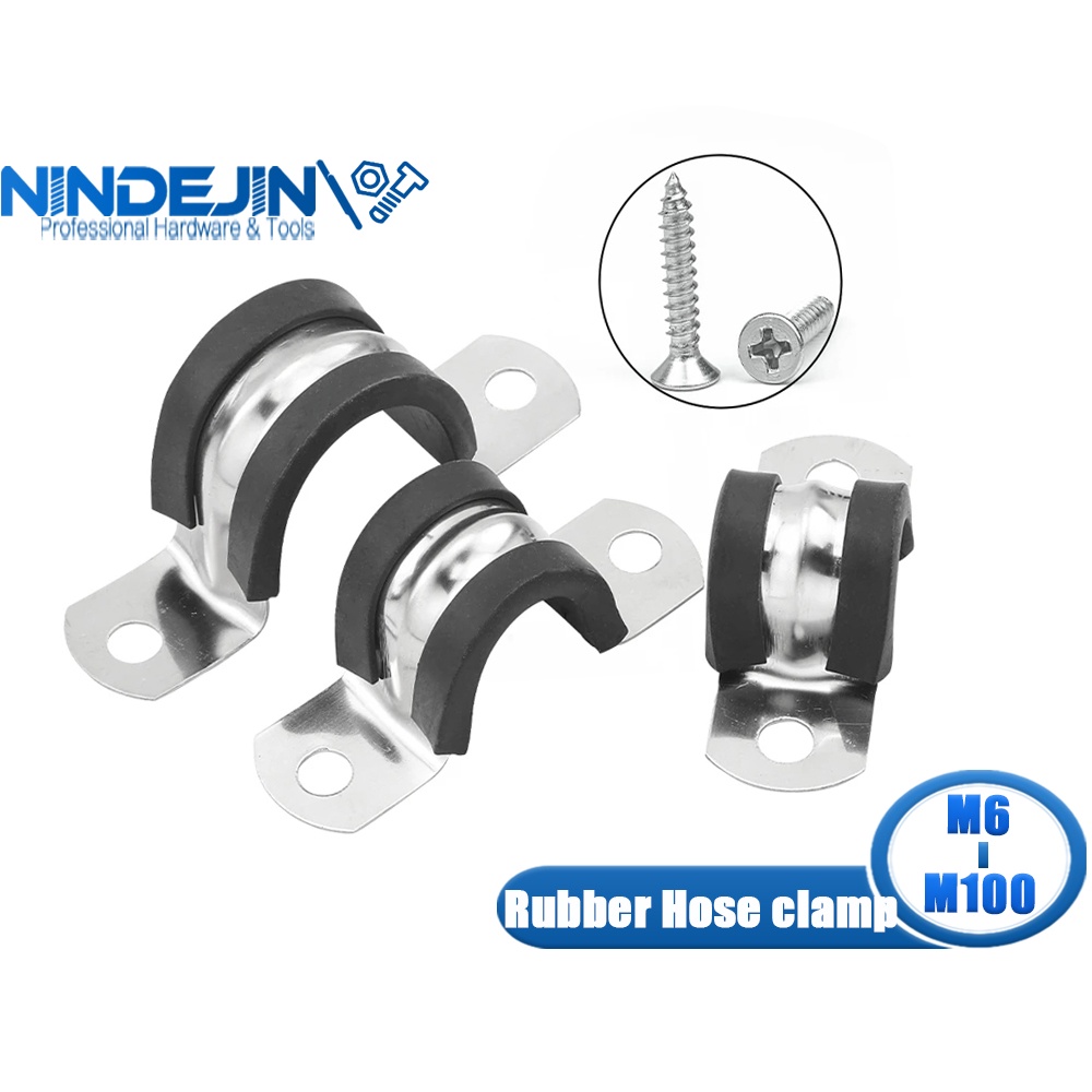 NINDEJIN 2/5/10pcs Stainless Steel 2-hole Pipe Clamps with Insulated ...
