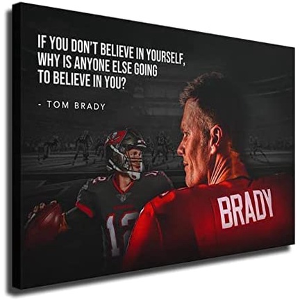 Tom Brady Poster American Football Inspirational Quotes Canvas Wall Art ...