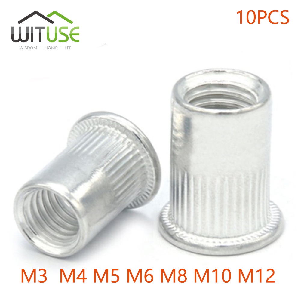 10pcs aluminum rivet nut M3 M4 M5 M6 M8 m10 m12 flat head Aluminum ...