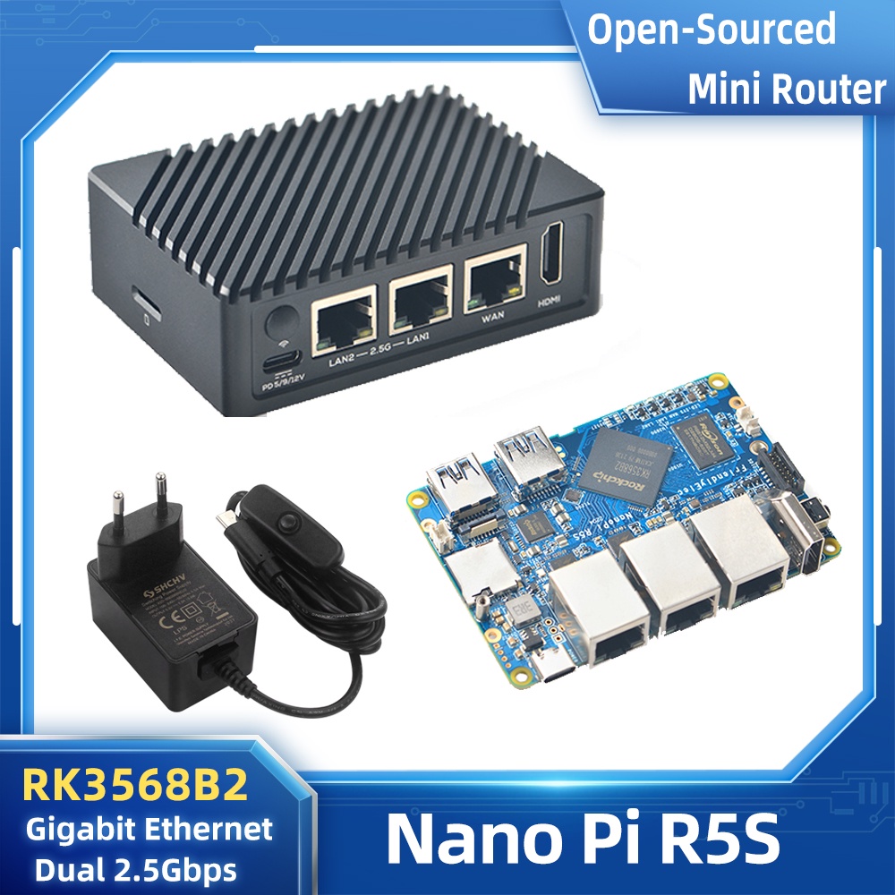 Nanopi R5s Rockchip Rk3568 Quad-core 2.0GHz Dual 2.5G + Gigabit Optional 2 / 4 GB RAM 8 / 16 GB ...