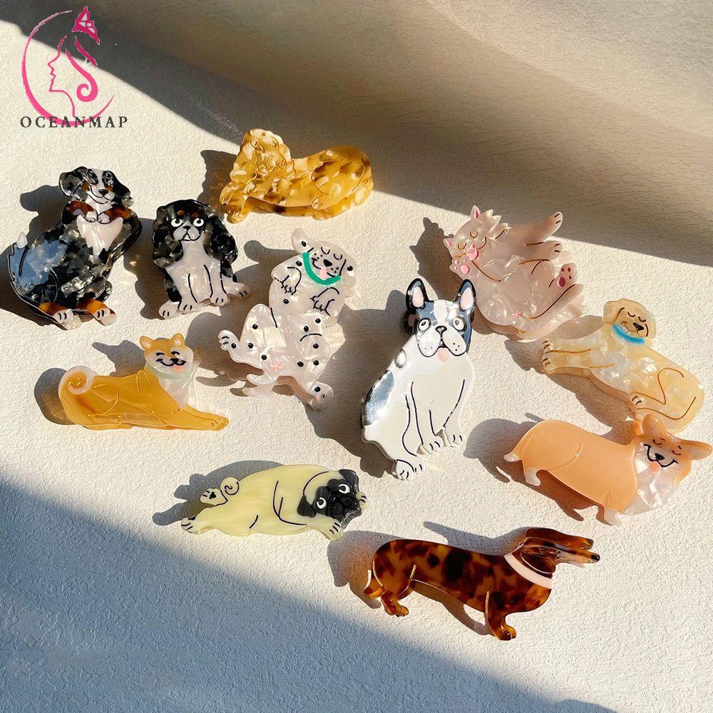 OCEANMAP Simple Dog Catch Clip Sweet Acetic Acid Hair Claw Korean Style ...