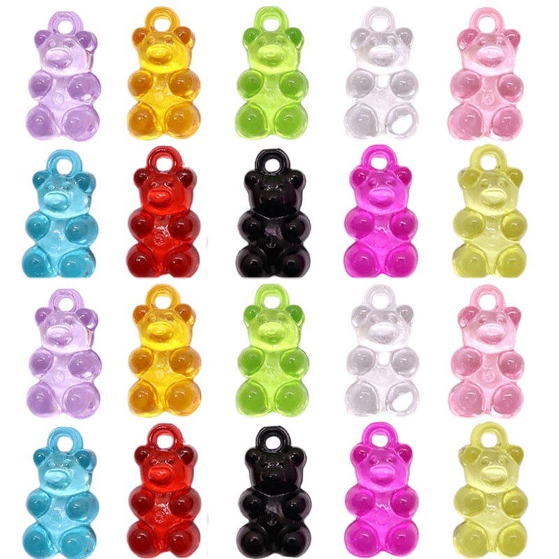 20pcs/Lot Colorful Transparent Acrylic Cute Mini Bear Charms for ...