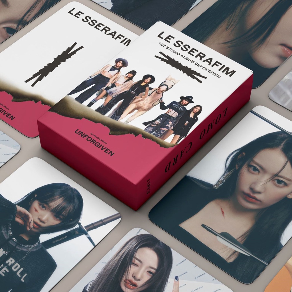 55pcs/box LE SSERAFIM 1ST Album UNFORGIVEN Photocards Lomo Cards ...