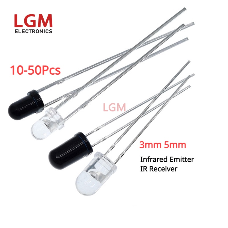 10 50pcs 5mm 3mm 940nm Leds Infrared Emitter And Ir Receiver Diode