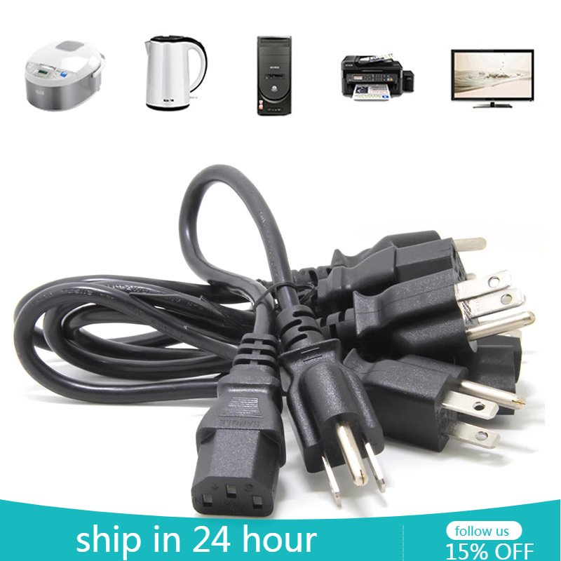 US Plug 3 Pin AC Power Cable Cord 10A 250V Computer Printer Monitor ...
