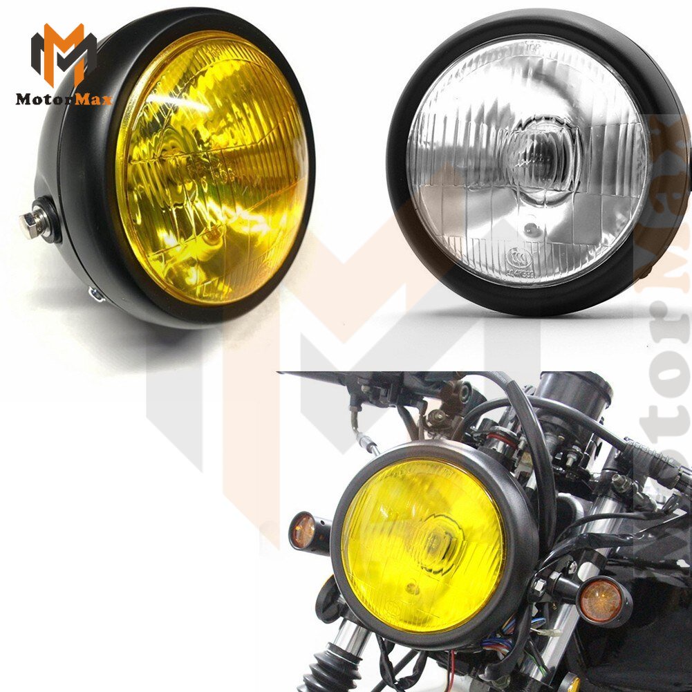 Motorcycle 35w Metal 6 5 Inch Headlight Retro Motorbike Cafe Racer