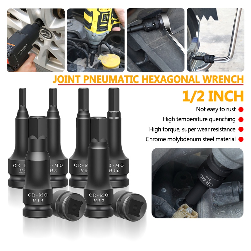 1/2 inch Impact Hex Socket Bit H5-H14 Allen Key Wrench Head For Power ...