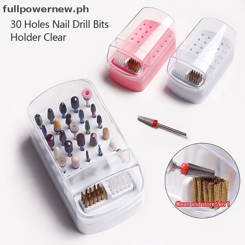fullpower 30 Holes Nail Drill Bits Holder for Acrylic Nail Drill Bits Storage Nail Tools a PH ...