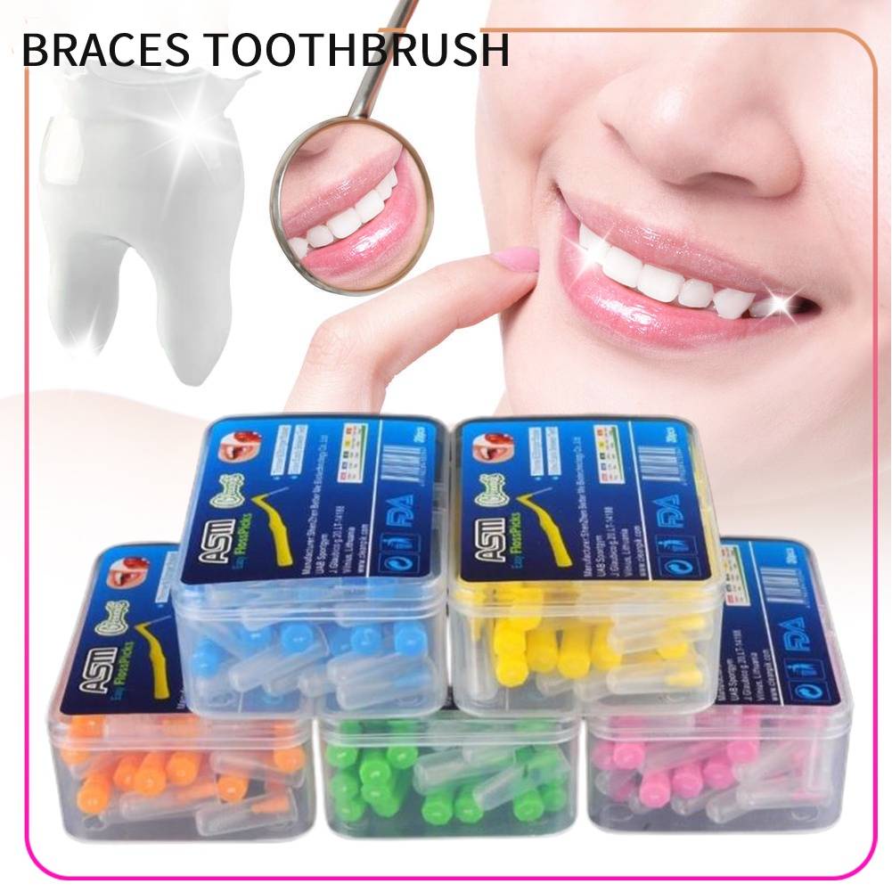 20 pcs/box interdental brush Between Teeth–Braces L Shape Push-Pull ...