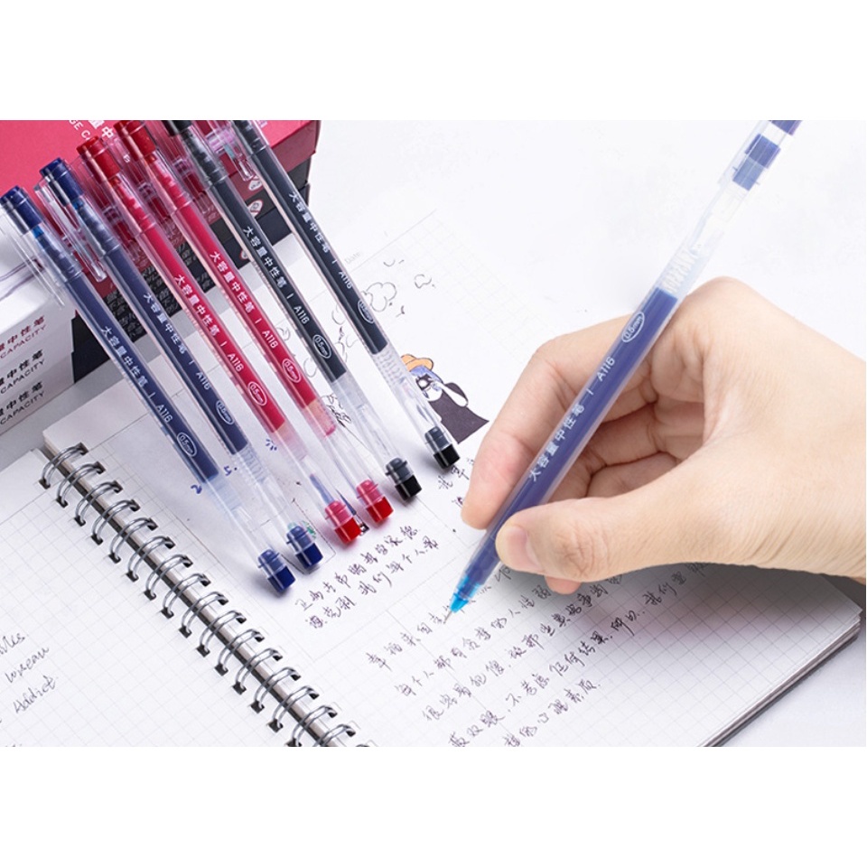 Deli Gel Pen 0.5mm (Black/Blue /Red) Writing Pen Stationery School ...