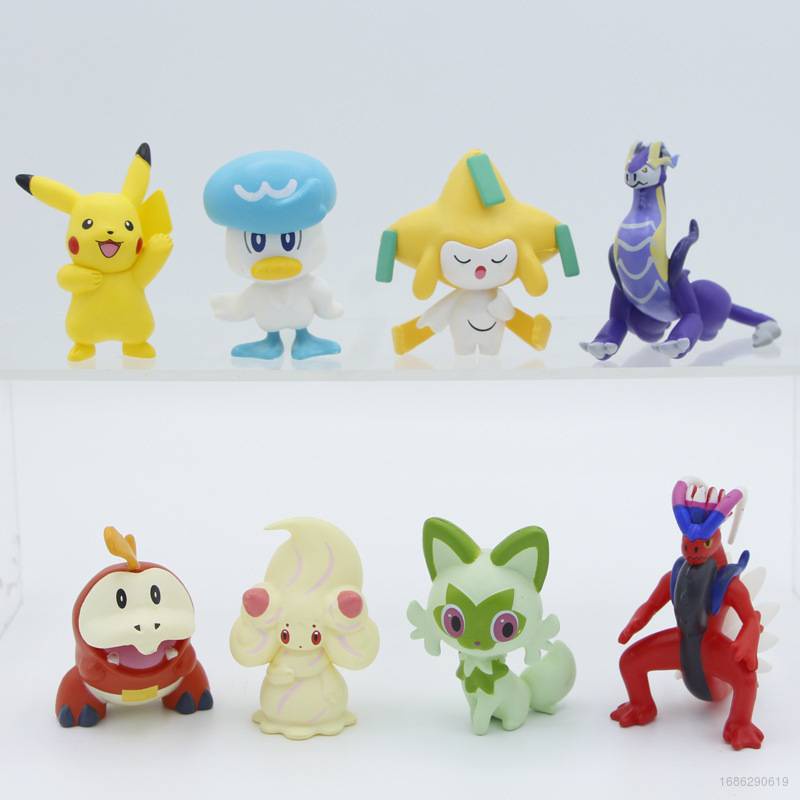 Ellen 8pcs Pokemon Action Figure Pikachu Koraidon Miraidon Sprigatito ...