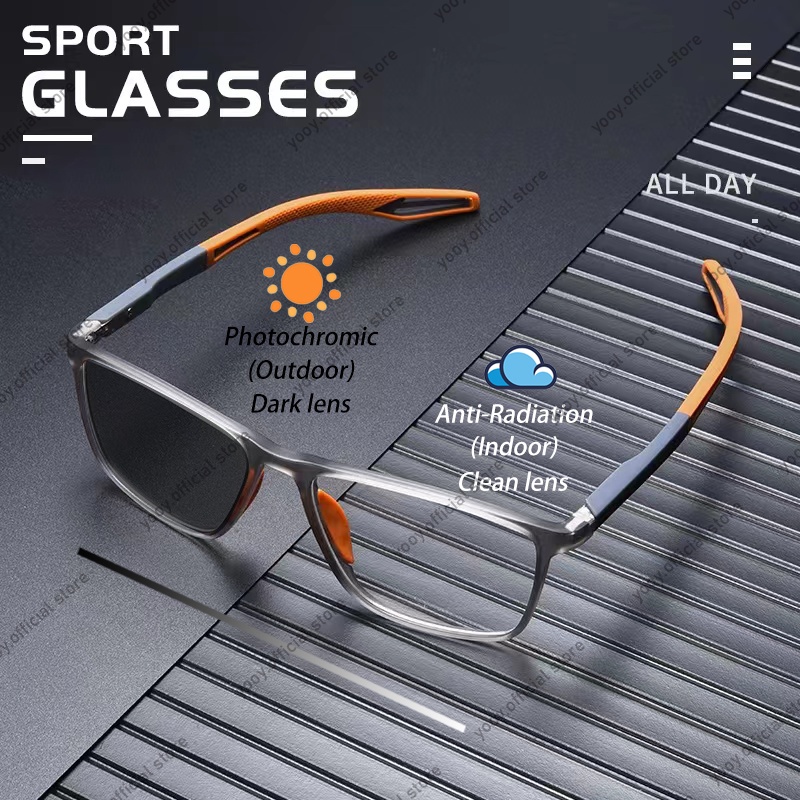 Anti Radiation Photochromic Computer Eyeglasses for Women Men | Shopee ...