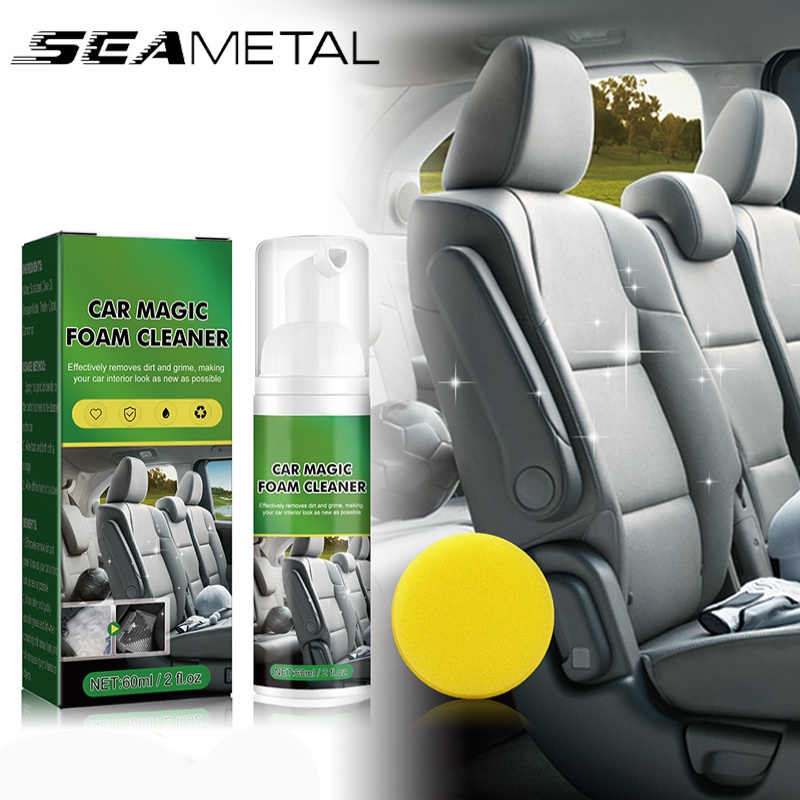 SEAMETAL 60ml Car Magic Foam Cleaner Interior Refurbishment Agent Universal Plastic Leather ...