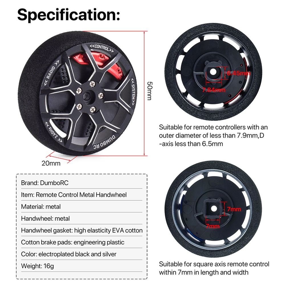 DOMBORC Remote Control Metal Handwheel w/Foam For DumboRC RadioLink RC ...