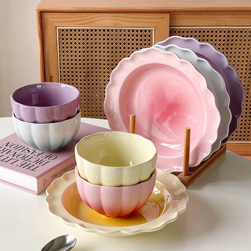 New Product Color Bowl Tableware Set ins Style Neon Color Gradient ...