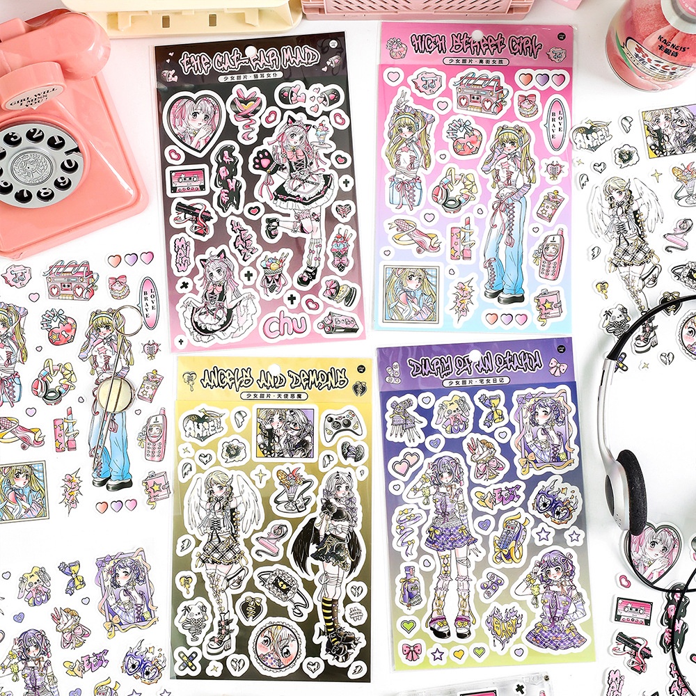 Cdaily|1pcs Girl Millennium Hot Girl Sticker diy Handbook Decoration ...