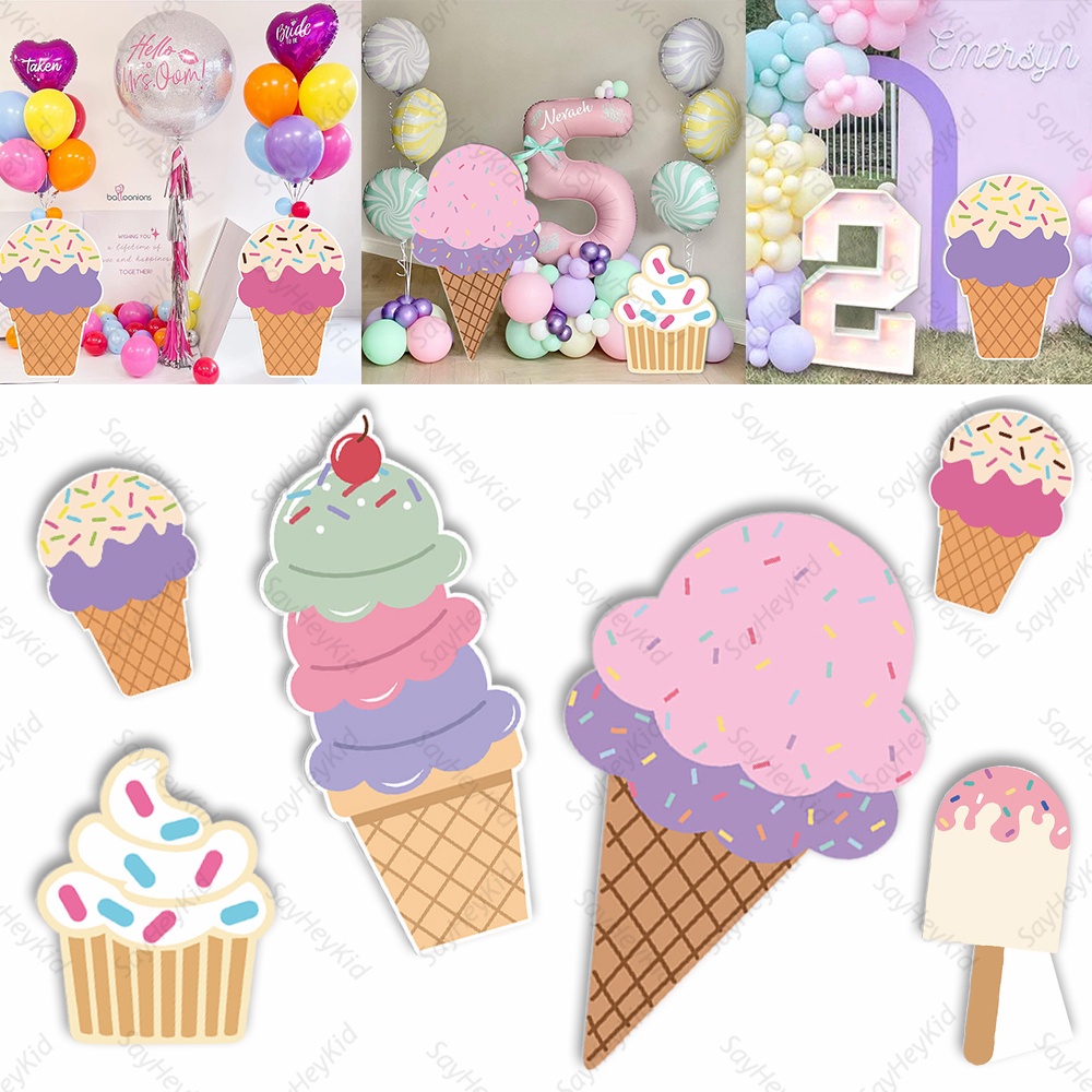 24/36Inch Ice Cream Kt Board Macaron Summer Kids Birthday Baby Shower ...