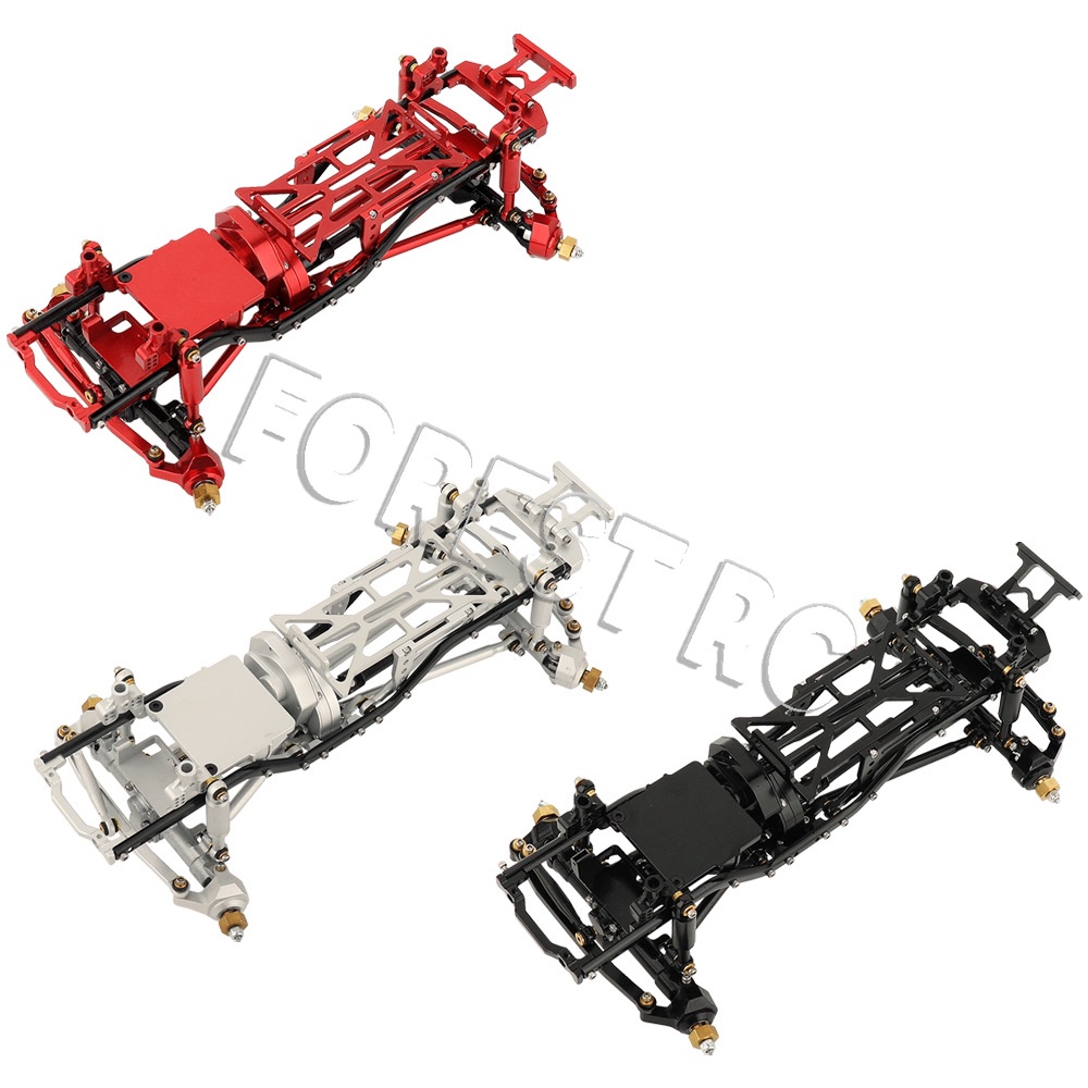4WD Metal Full Chassis Frame Refit Kit with Front Rear Steering axle Bumper Wheels Hub Rim for ...
