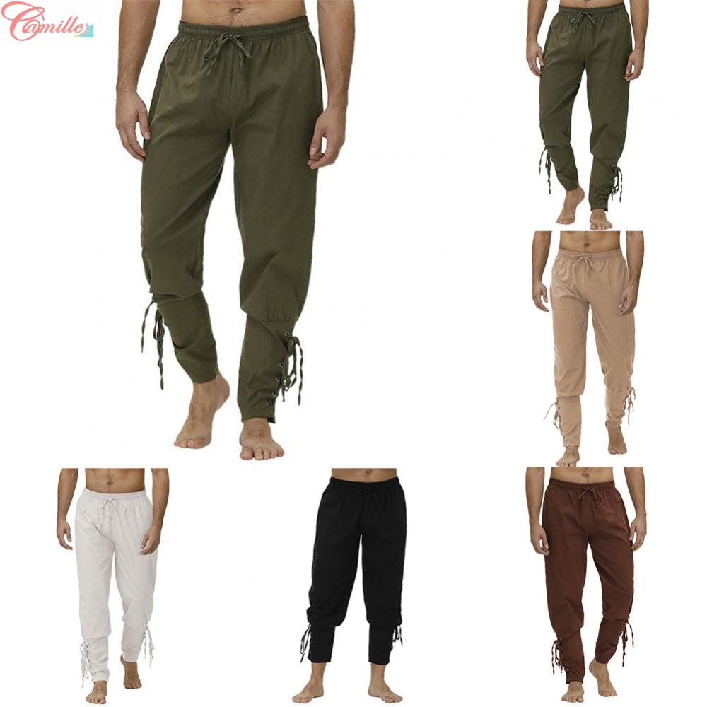 Mens Medieval Renaissance Pirate Lace-Up Pants Gothic Cosplay Costume ...