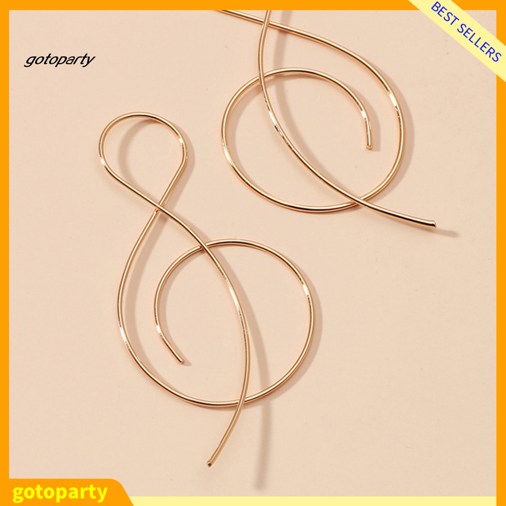 [GOTO] 1 Pair Ladies Creative Hoop Earrings Musical Note Shape Simple ...