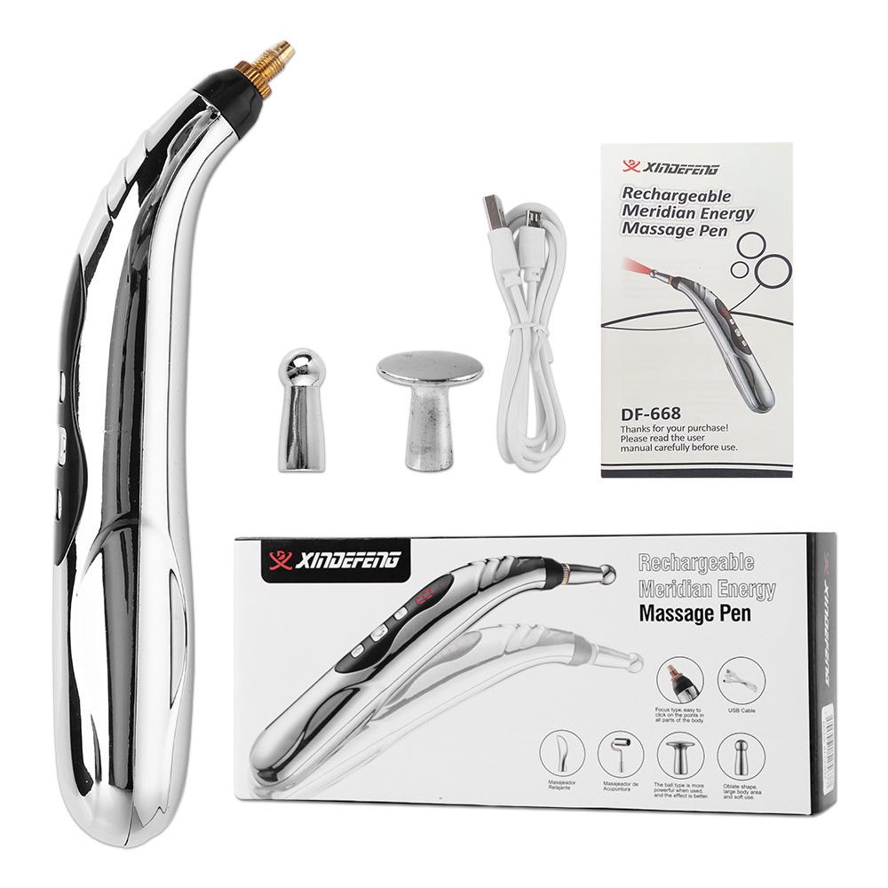 Electric Meridians Energy Acupuncture Pen USB Rechargeable with 3 Heads ...