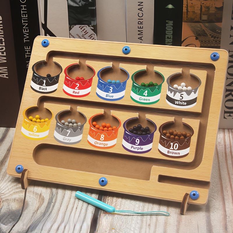 HOT Magnetic Color Digital Maze Wooden Magnet Plate Puzzle Count ...