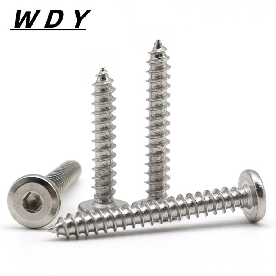 [WDY] M5/m6/m8/m10 SUS304 Hexagon Socket Self-Tapping Screw Thin Head ...