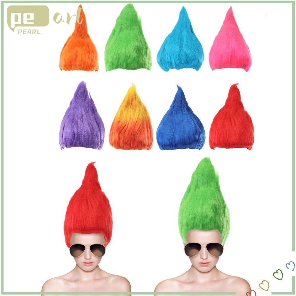 PEALIR Elf Pixie Wig Soft Troll Style Colourful Hair Wigs for Adult ...