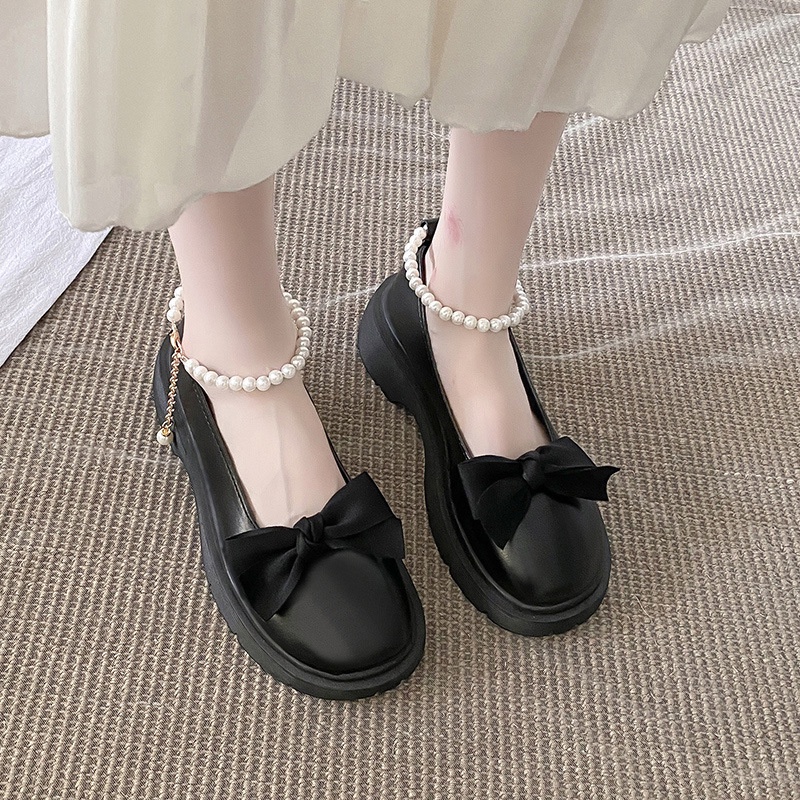 ins Mary Jane JK Leather Shoes Korean Style JK Black White Lolita ...