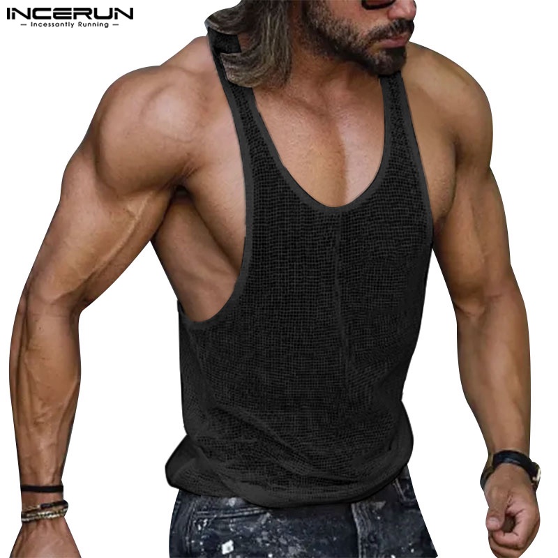 INCERUN Men's Casual Mesh Hollow Sleeveless Tank Top | Shopee Philippines