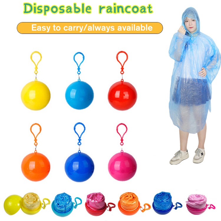 1pcs Disposable Raincoat with Thickened Ball Shape for Easy Carrying ...