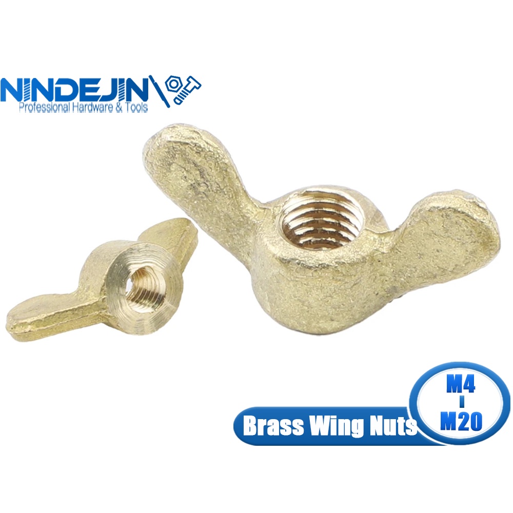 NINDEJIN Brass Rounded Wing Nuts M4 M5 M6 M8 M10 M12 M14 M16 M20 Copper ...