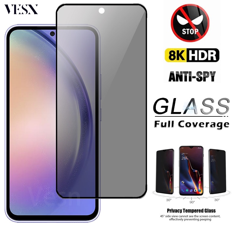 9D Anti-Spy Privacy Tempered Glass Screen Protector Film For Samsung ss Galaxy S24 S23 FE A55 ...