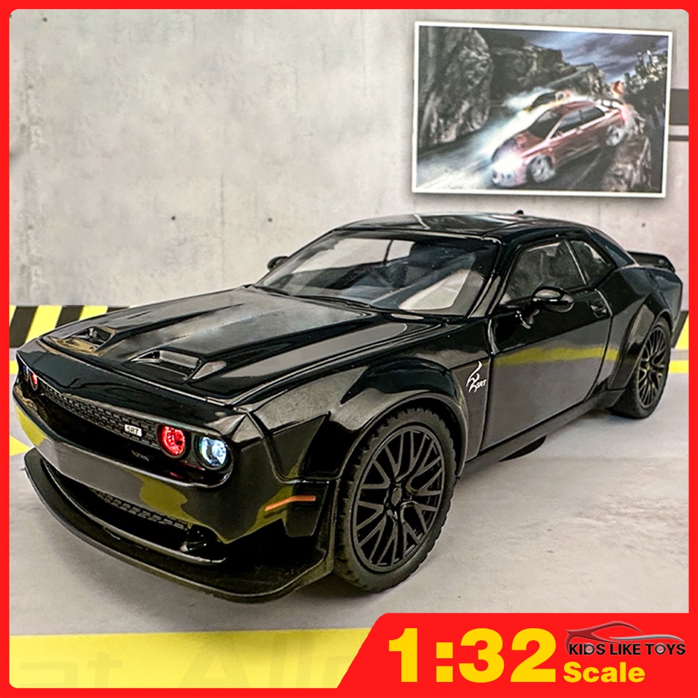 KLT Scale 1/32 Dodge Challenger Hellcat SRT Muscular Hellcat Cars Metal ...