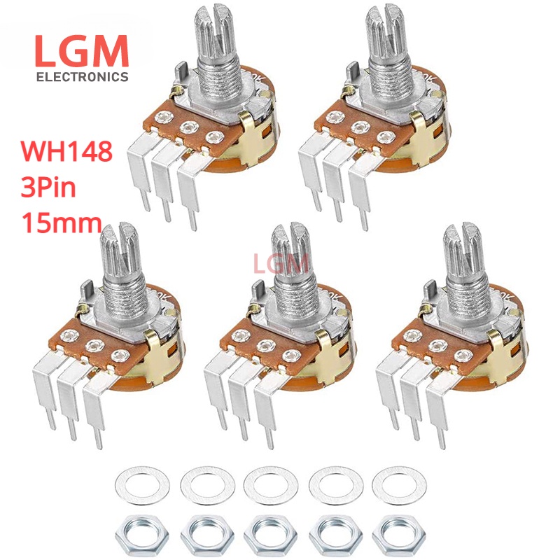 5Pcs WH148 B5K B10K B50K B100K B500K 3Pin 15mm Shaft Amplifier Dual ...