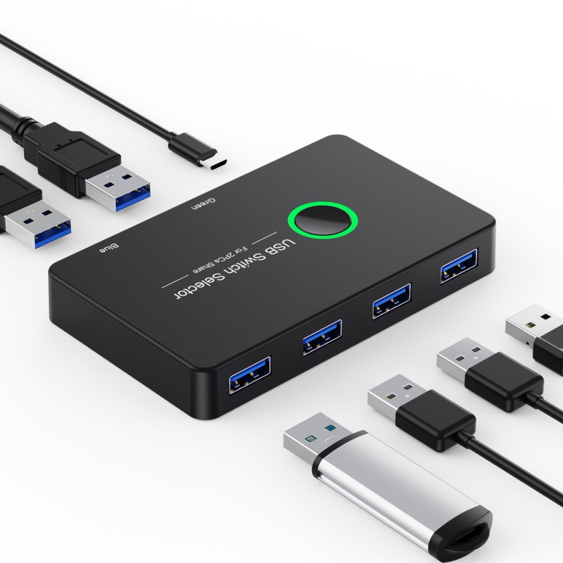 USB 3.0 Switch USB Switcher 2 Computers Sharing 4 USB Devices KVM ...