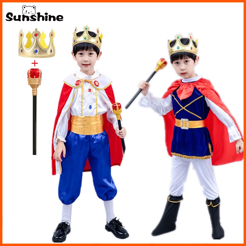 Kids Boys Halloween Prince King Cosplay Costume Scepter Set Theme Party ...