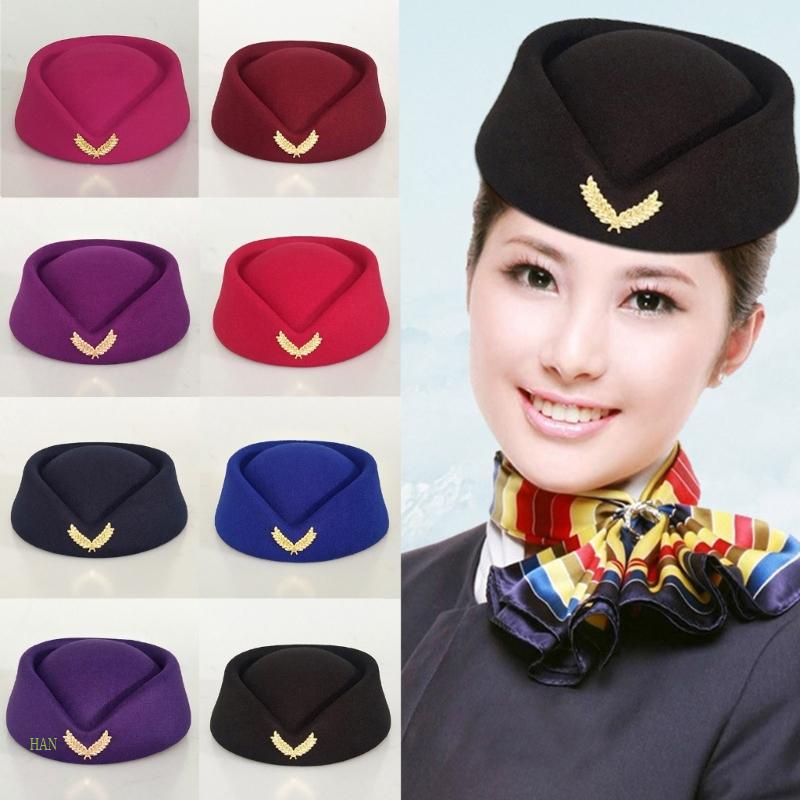 HAN Vintage British Stewardess Hat Flight Attendant Hat Costume Air ...