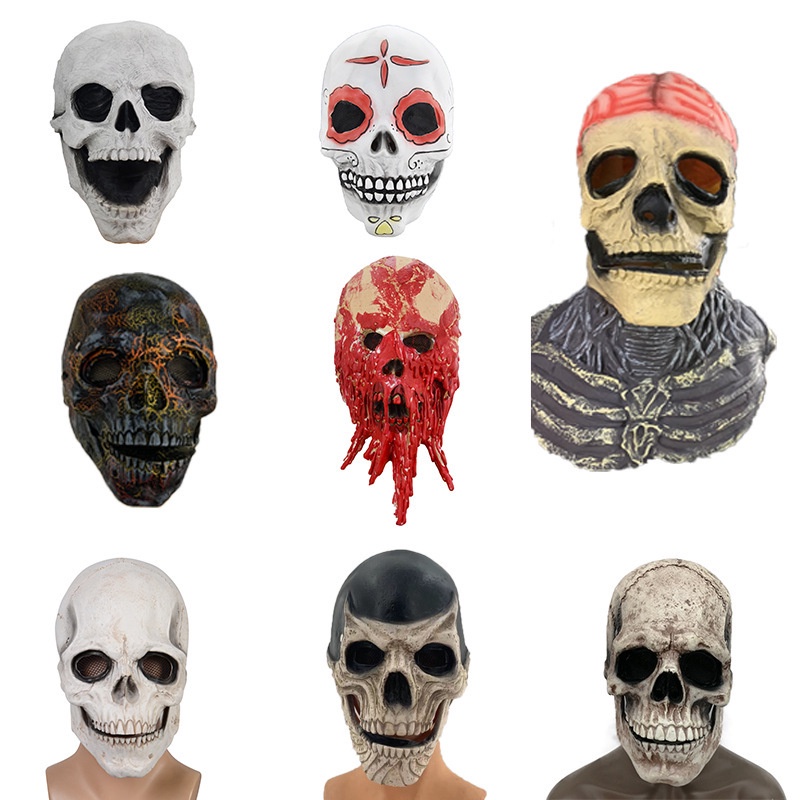 Halloween Thriller Movable Mouth Skull Headgear Bleeding Brain Pulp ...