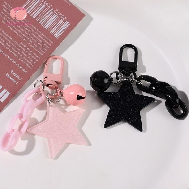 Lovely Glitter Pentagram Pendant Keychain/ Exquisite Alloy Bell Key ...