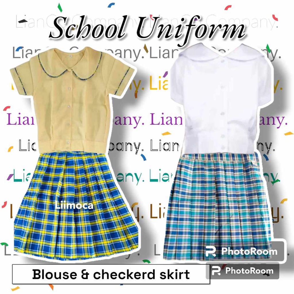 LIANCO'S SCHOOL UNIFORM SET//BLOUSE WITH PLAIN COLORED PALDA//LIAS ES ...
