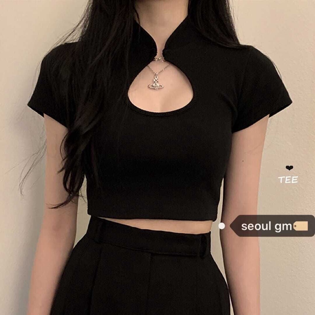 Korean Retro Water Drop Neck Knitted Crop Top Women's Summer Slim Short ...