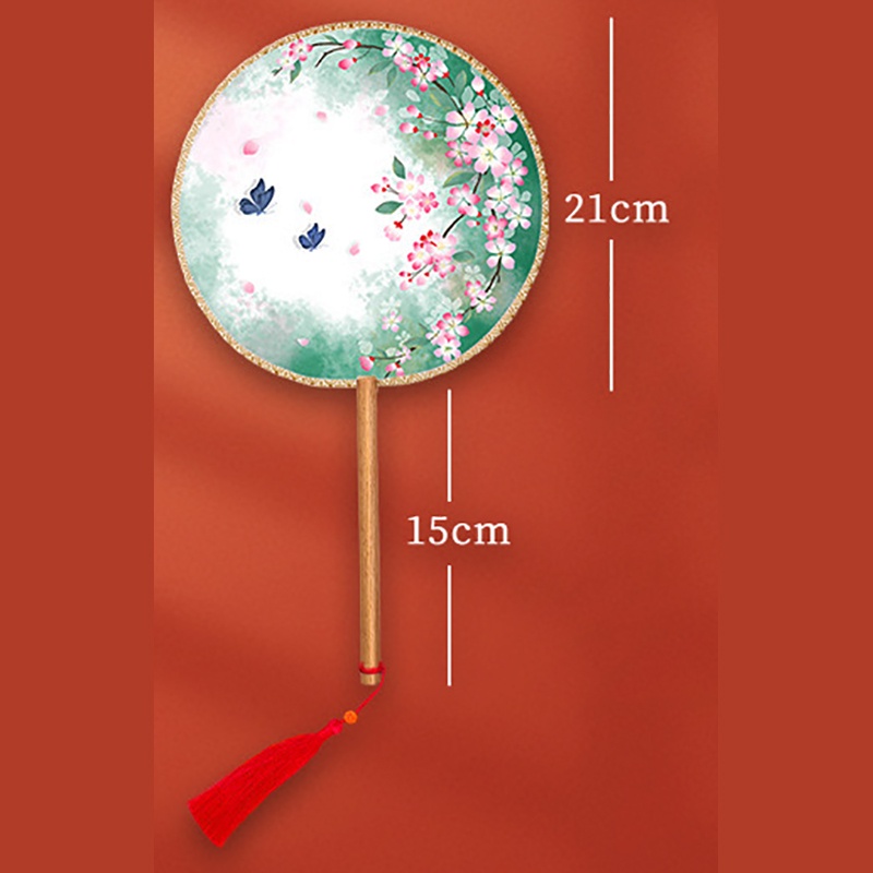 Round Fan Ancient Fan Children's Summer Double Sided Long Handle Dance ...