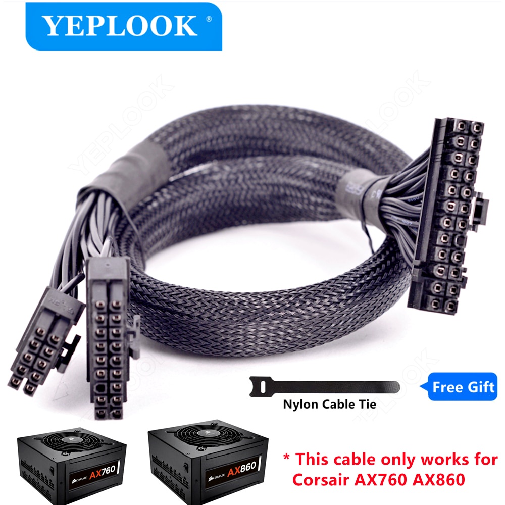 10pin+18Pin to 24Pin 20+4Pin Power Supply Cable Sleeved For Corsair ...