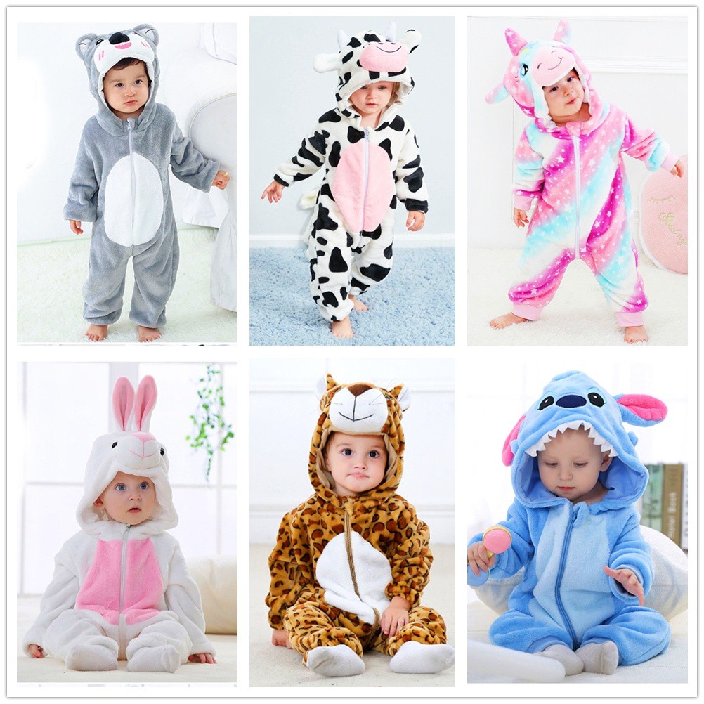 Baby Kigurumi Koala Cow Panda Stitch Cartoon Romper Infant Kids Animal ...
