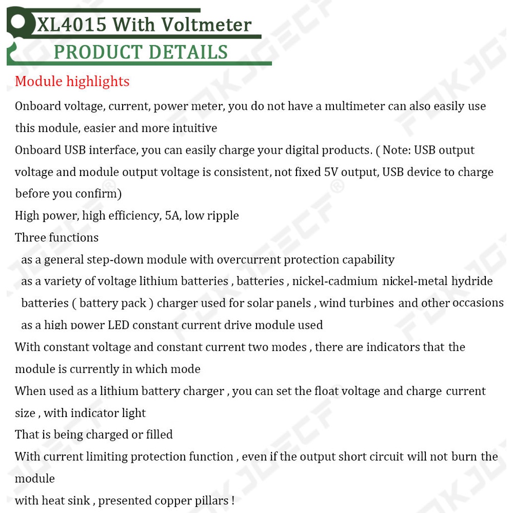 XL4015 High power 5A 75W DC-DC Adjustable Step-down Charger Module Step ...