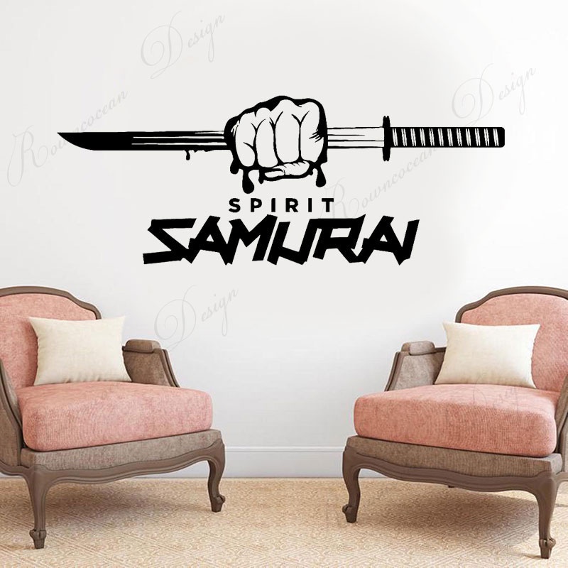 Home Decor Japanese Style Spirit Samurai Swords Wall Stickers Vinyl ...